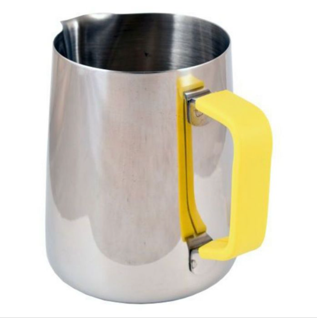 Yellow Handle Silicone Sleeve for Milk Pitcher Jug - Bella Barista