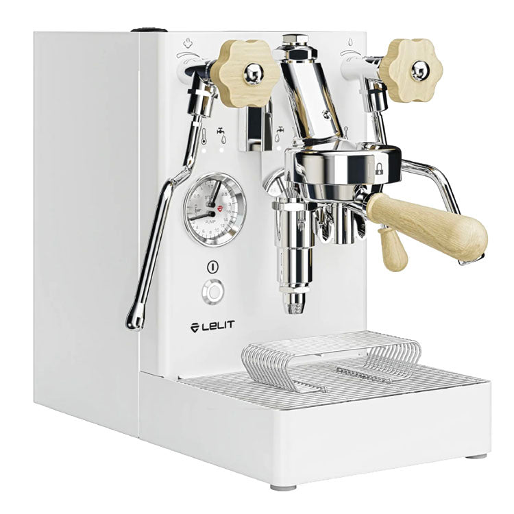 Lelit MaraX V2 Espresso Machine - White with maple wood - Bella Barista